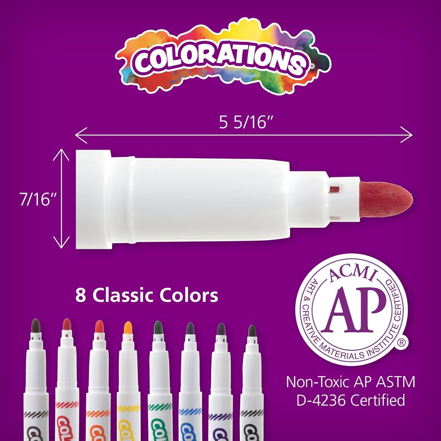 Colorations Classic Markers, Conical Tip,Set of 200, 8 Bold Colors ...