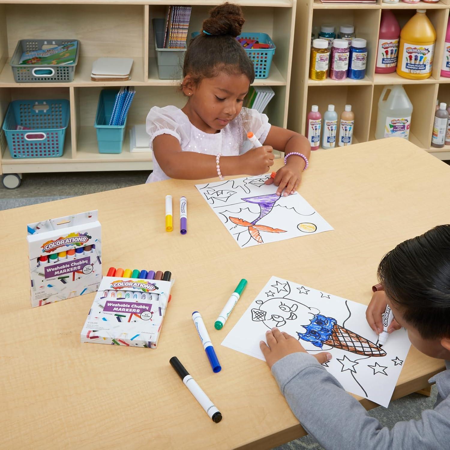 Colorations Chubby Markers, 16 Colors, Conical Tip, Coloring, Paper ...